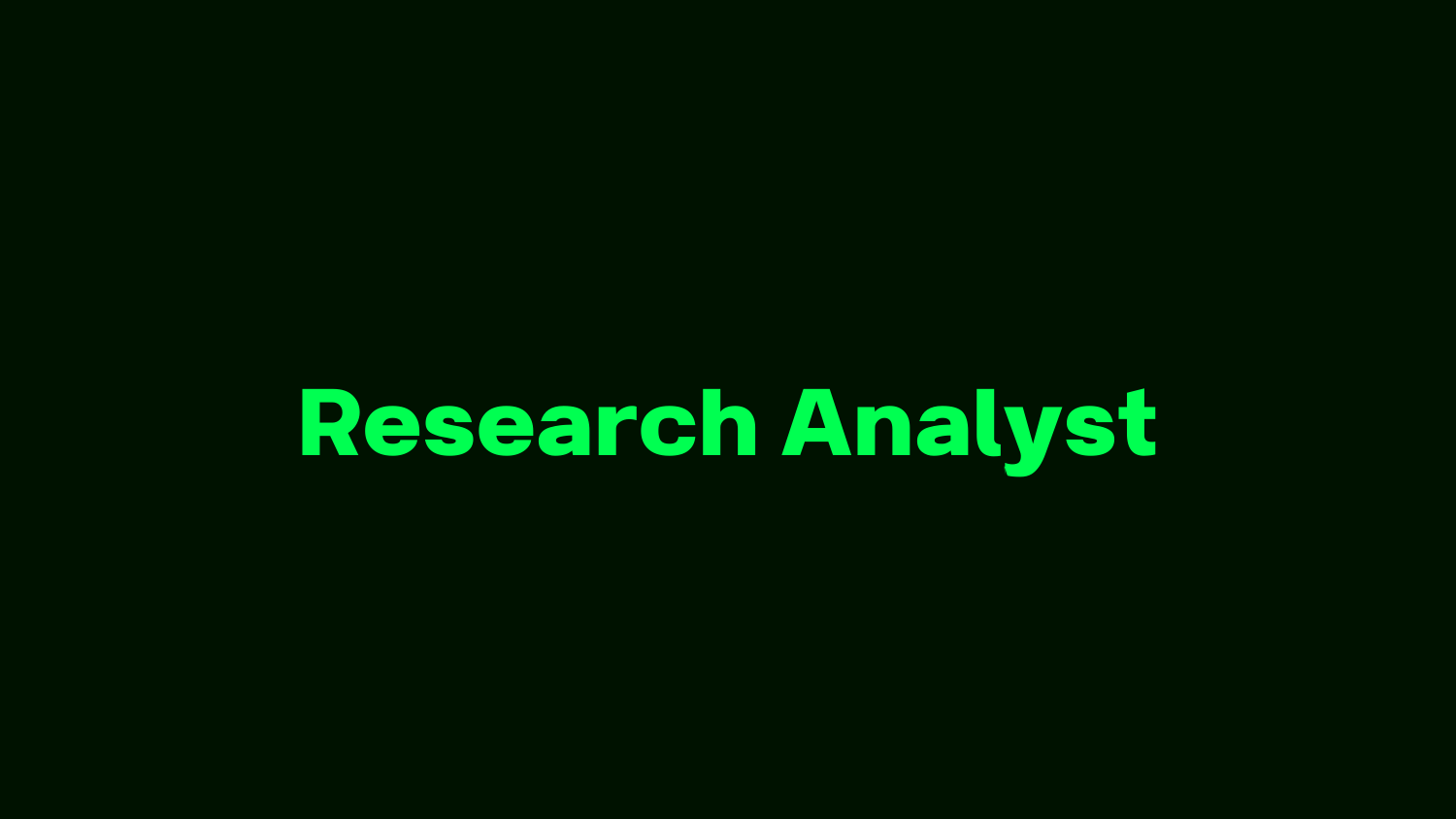 Research Analyst Job Opening
